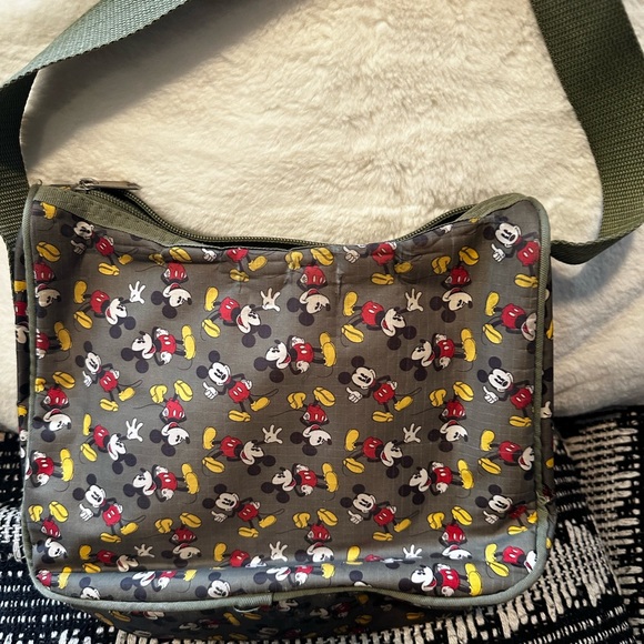 Bags | Disneys Mickey Mouse Olive Green Canvas Print Hand Shoulder Bag ...